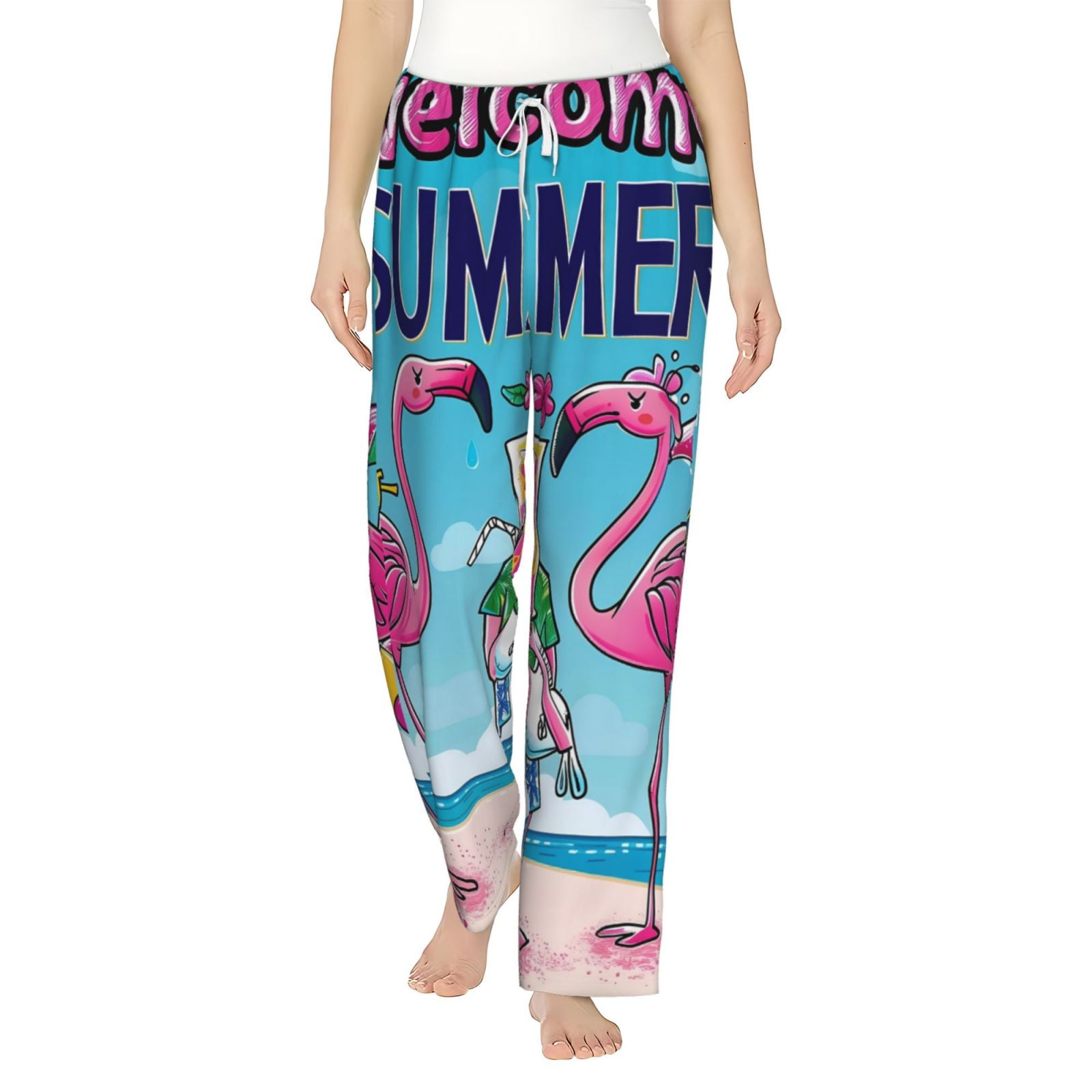Balery Beach Flamingo Trio print Women's Pajama Pants,Ultra Lightweight ...