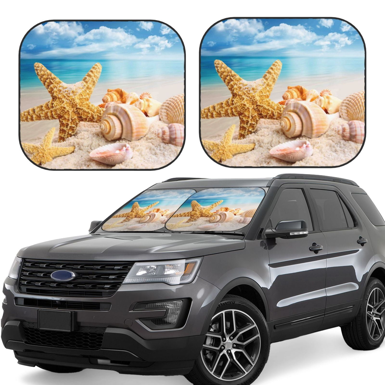 Balery Beach Starfish Shell Sun Shield 2 Pack For Car Front Windows ...