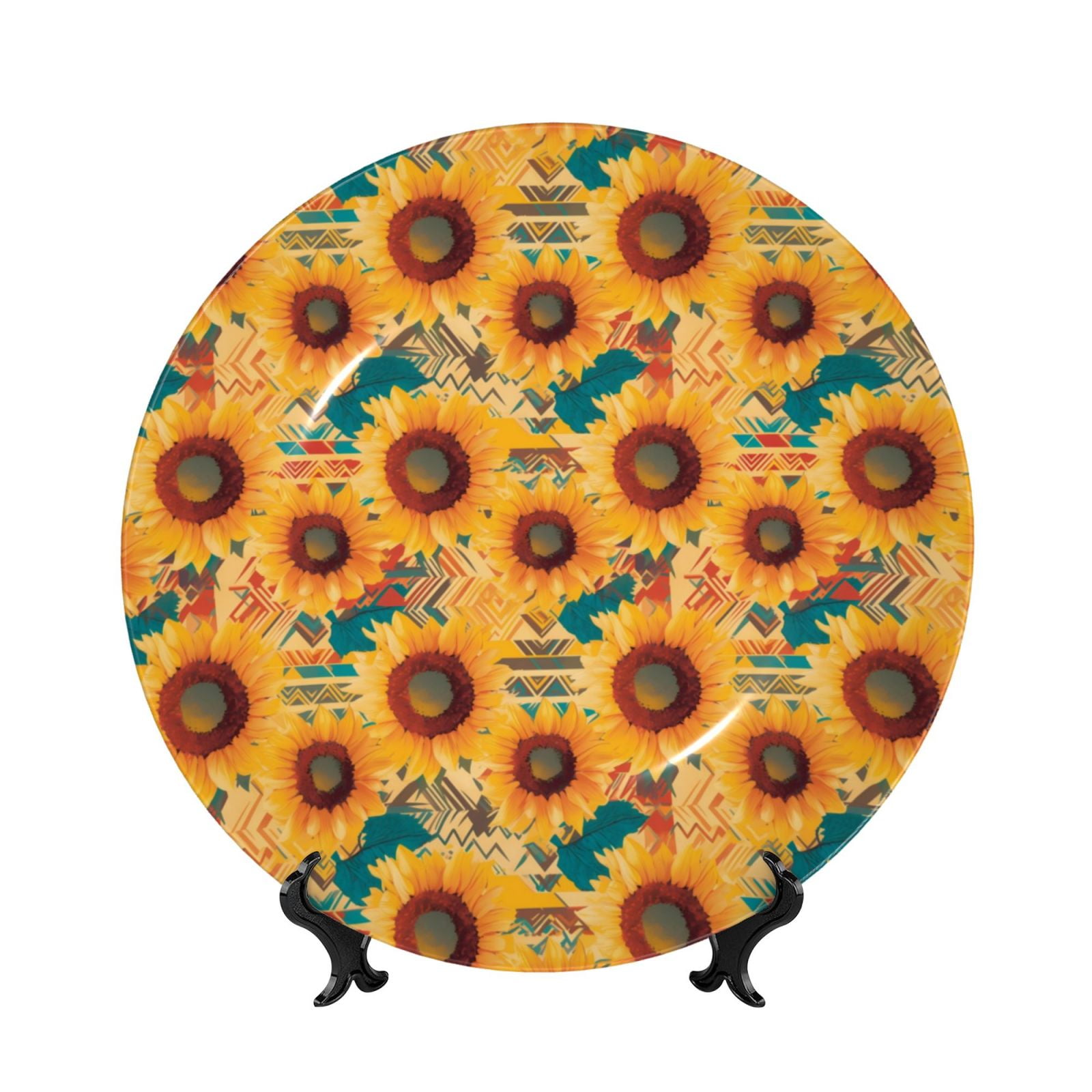 Balery Beautiful Bohemian Sunflower Print Bone China Decorative Plate ...