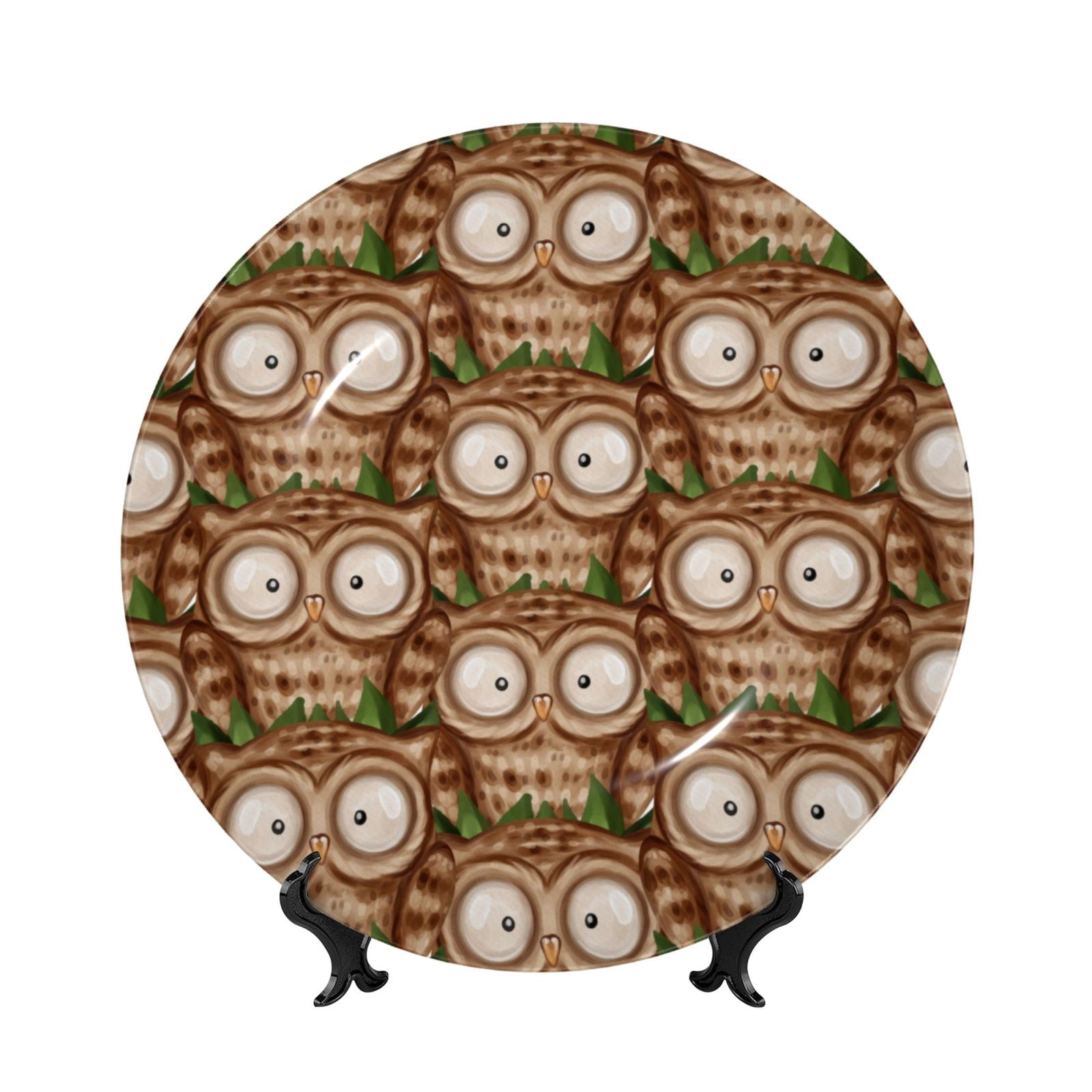 Balery Beautiful Owl Print Bone China Decorative Plate Ceramic Dinner ...