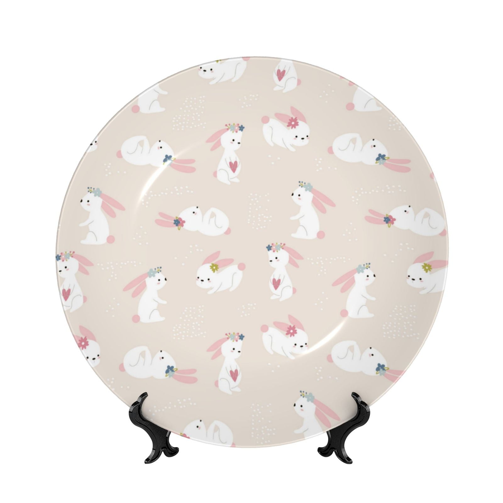 Balery Beautiful Rabbit Print Bone China Decorative Plate Ceramic ...