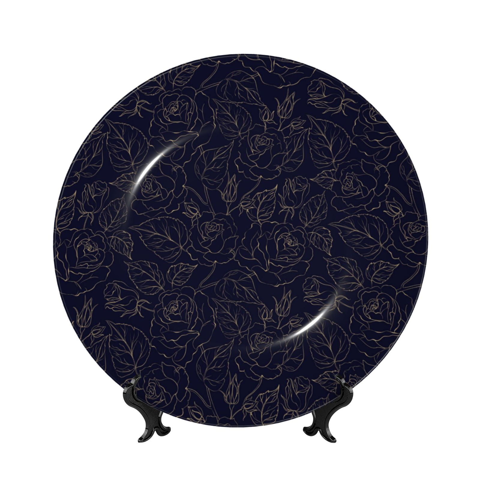 Balery Beautiful Roses Print Bone China Decorative Plate Ceramic Dinner ...