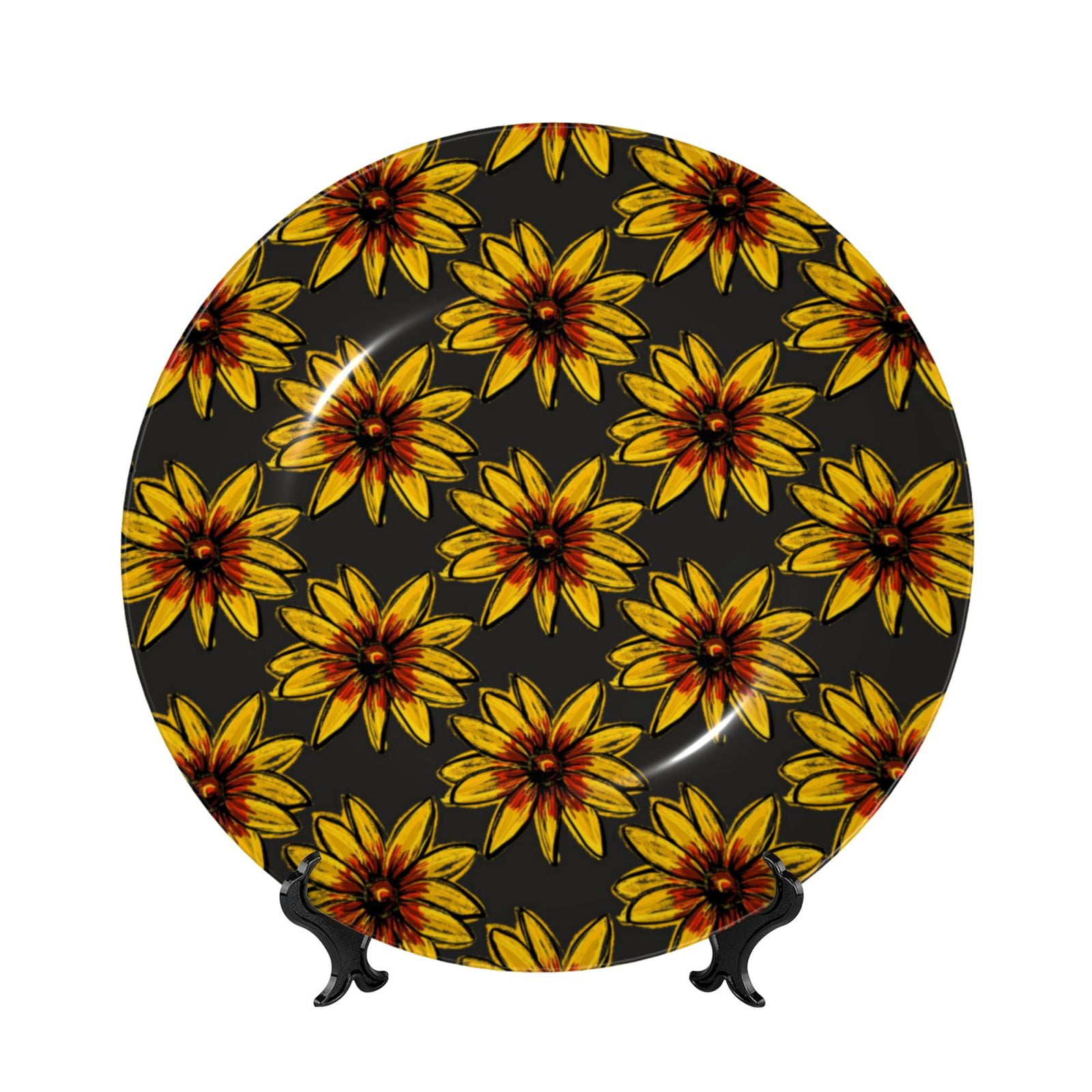 Balery Beautiful Sunflower Print Bone China Decorative Plate Ceramic ...