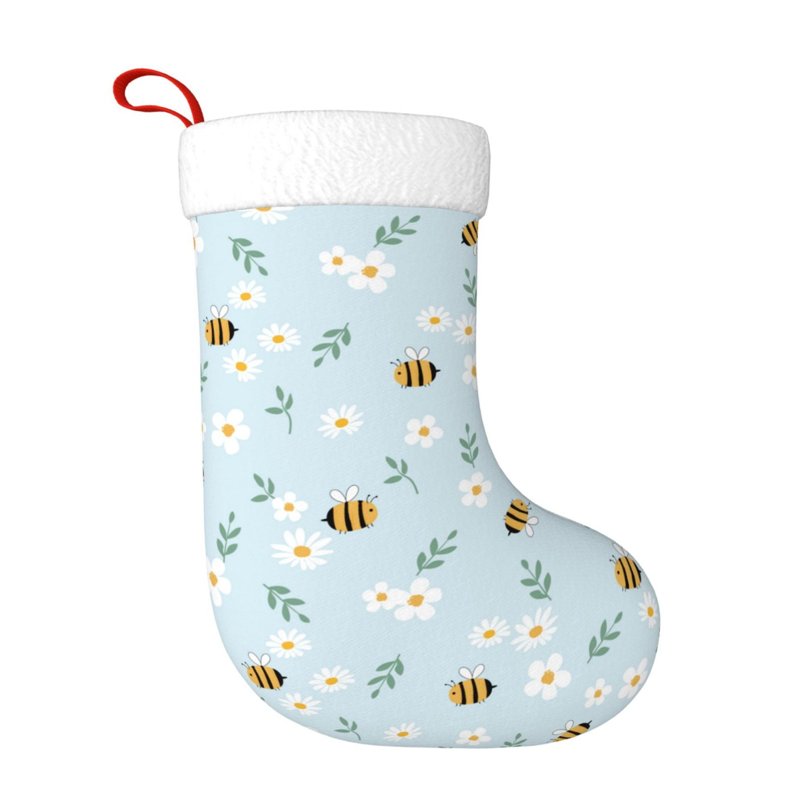 Balery Bee Flower Pattern Christmas Stockings with Initials, 18" Large ...