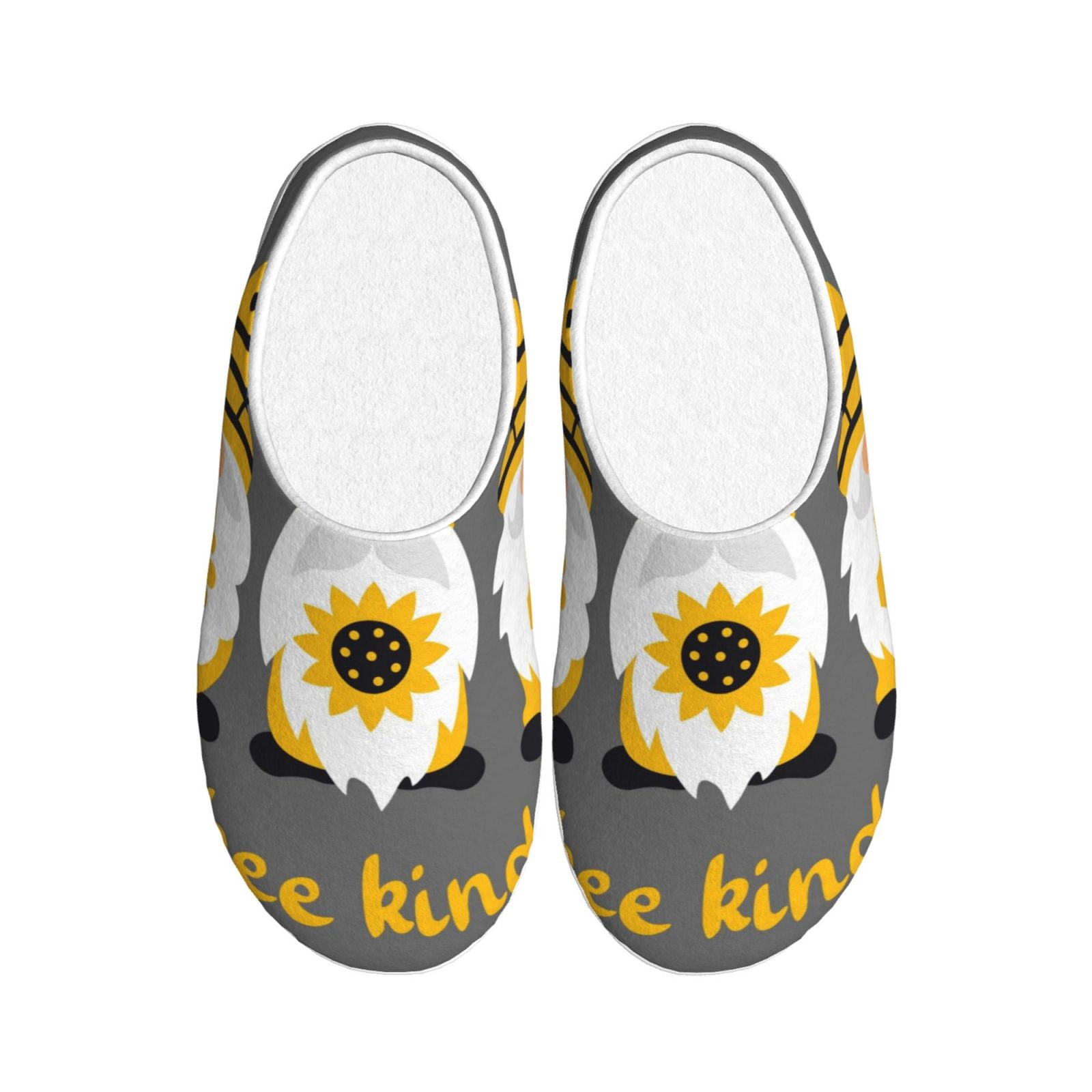 Balery Bee Kind Pattern Women's Fuzzy Memory Foam Slippers Fluffy ...
