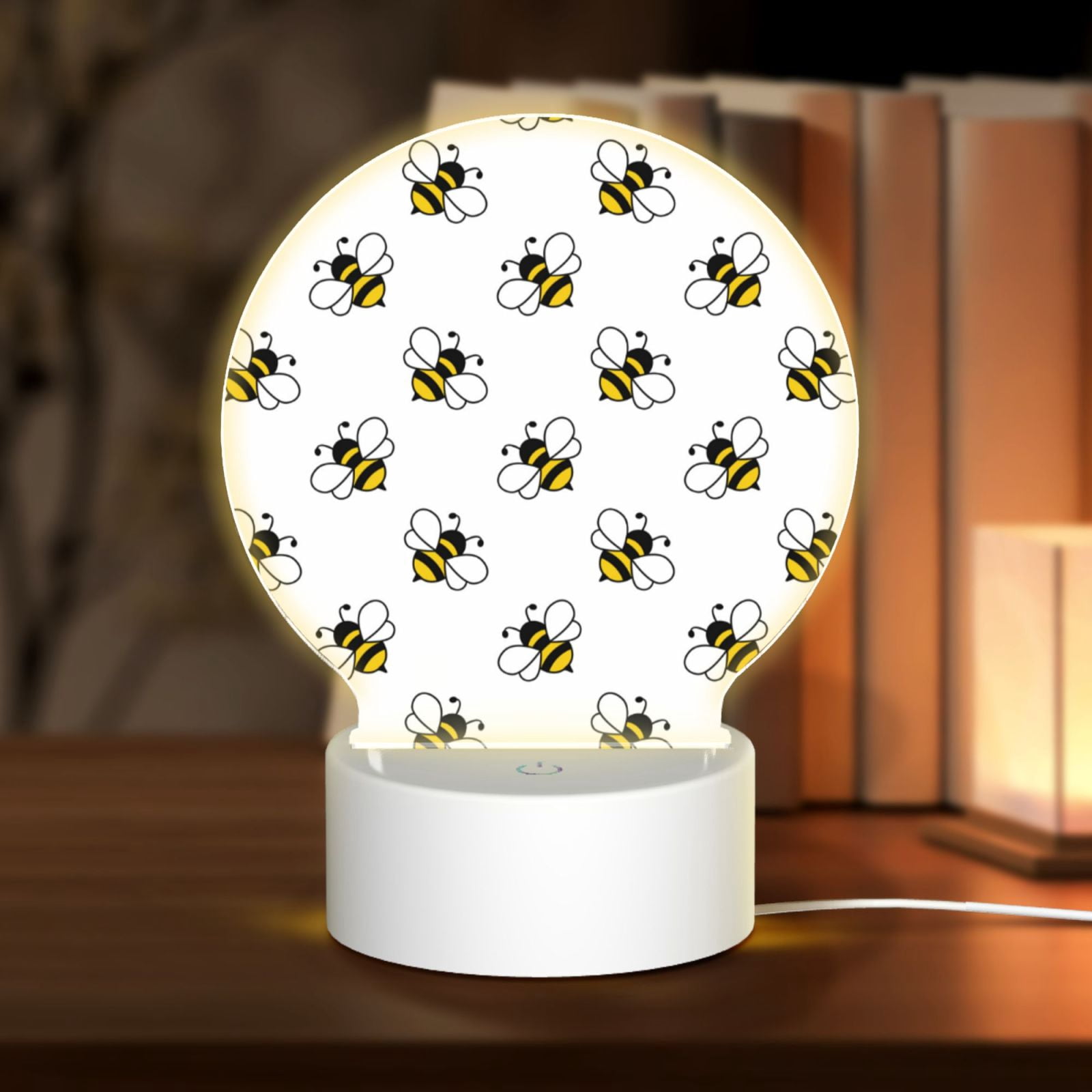 Balery Bee Pattern Acrylic Night Light Gift with 3 Color ModesTouch ...