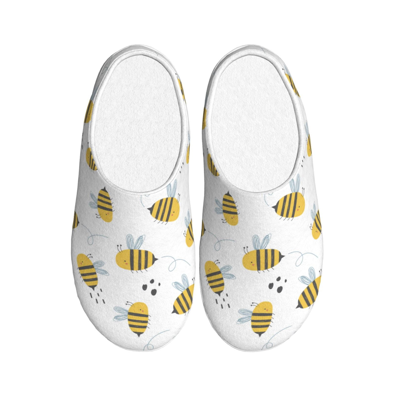 Balery Bee Pattern Women's Fuzzy Memory Foam Slippers Fluffy Winter ...