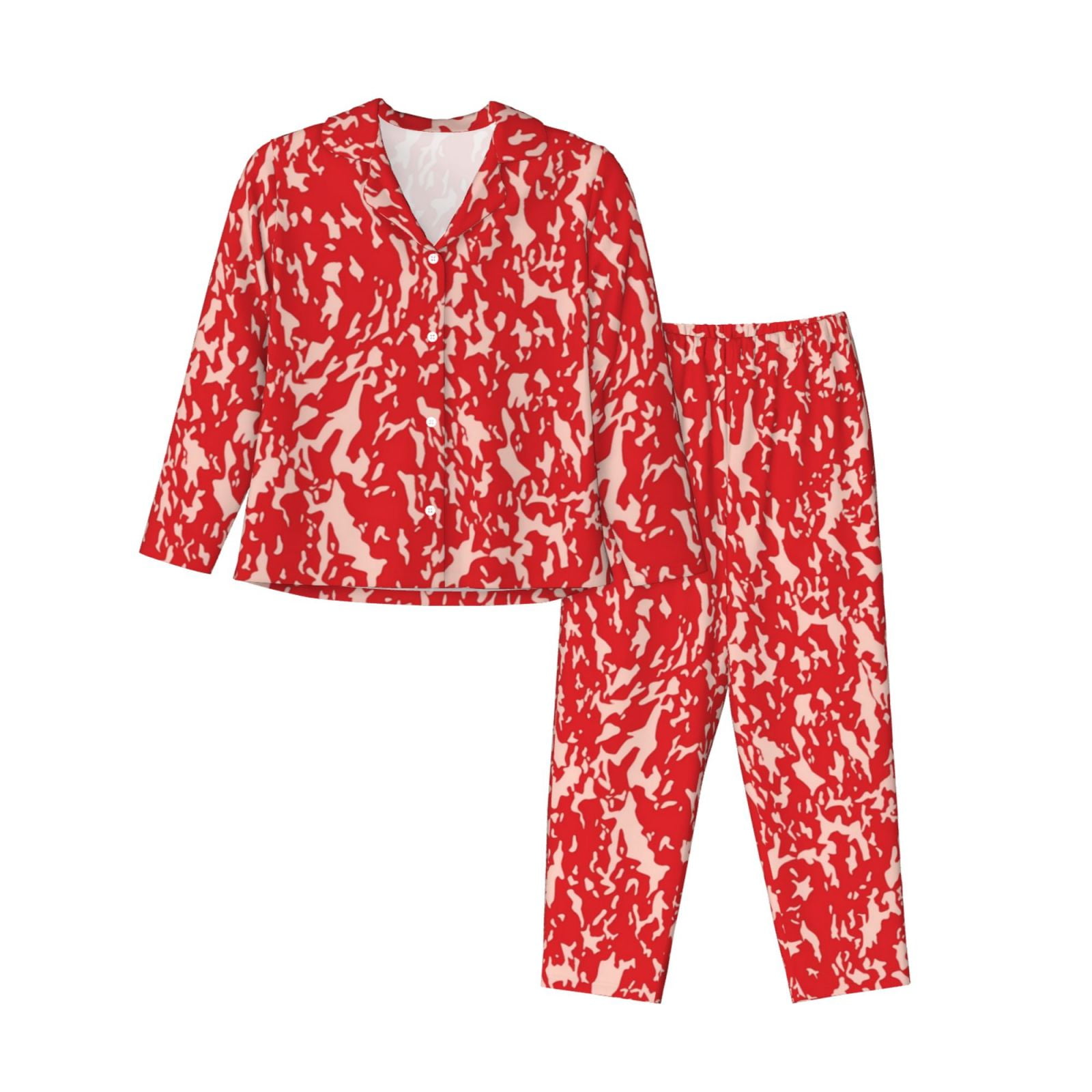 Balery Beef Pattern Pajama Sets for Women Long Sleeve 2 Piece Sleepwear ...