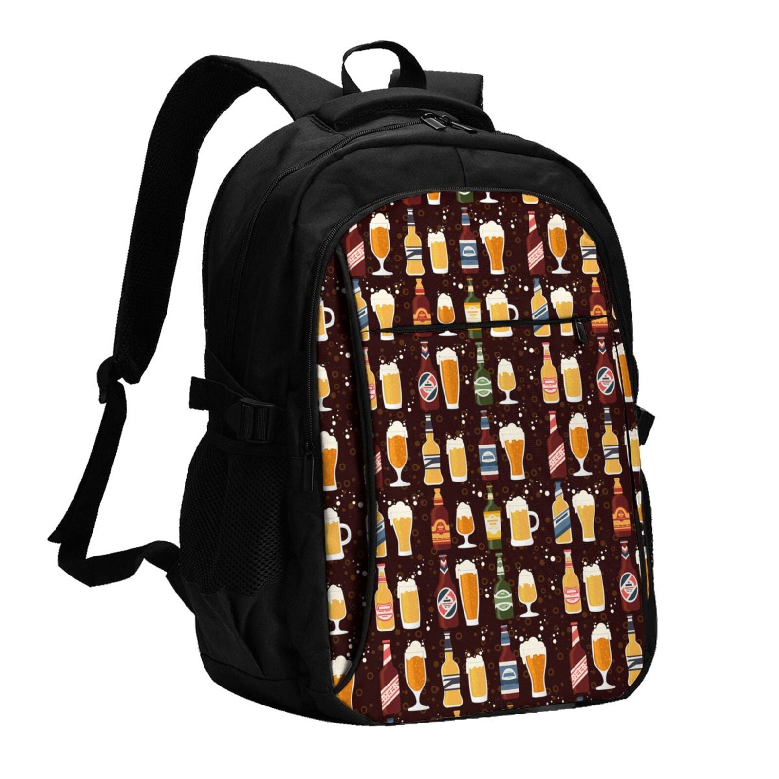 Balery Beer Bottles1 Print USB Charging Backpack for Men and Women ...