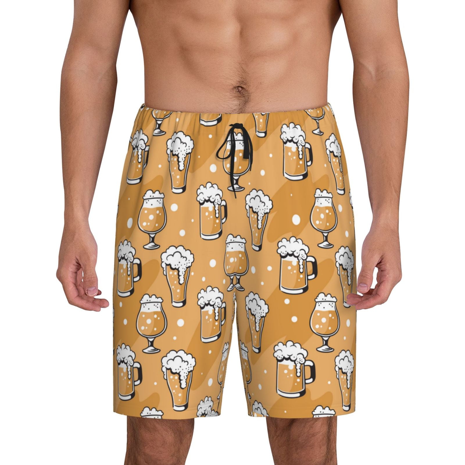 Balery Beer In Glasses Men's Cotton Knit Pajama Shorts Waistband ...