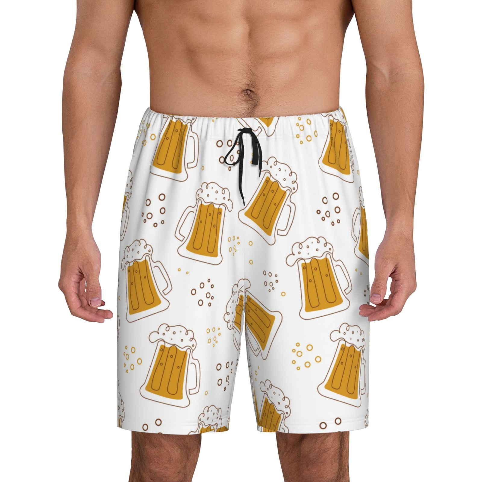 Balery Beer Men's Cotton Knit Pajama Shorts Waistband & Pockets,Short ...