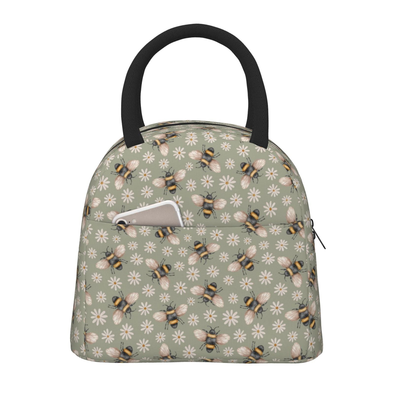 Balery Bees And Chamomile Pattern Lunch Bag Women, Lunch Box, Lunch Bag ...