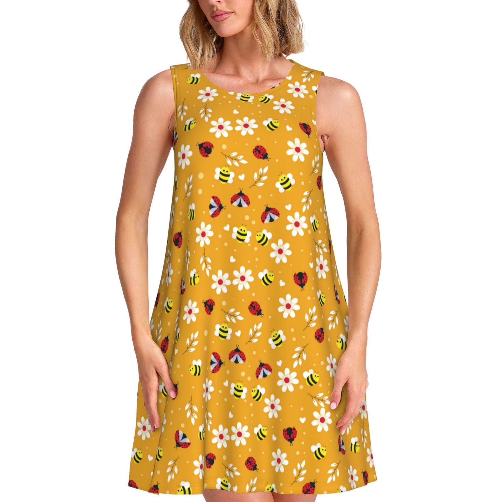 Balery Bees And Ladybug Pattern Women’s Summer Dresses – Loose ...