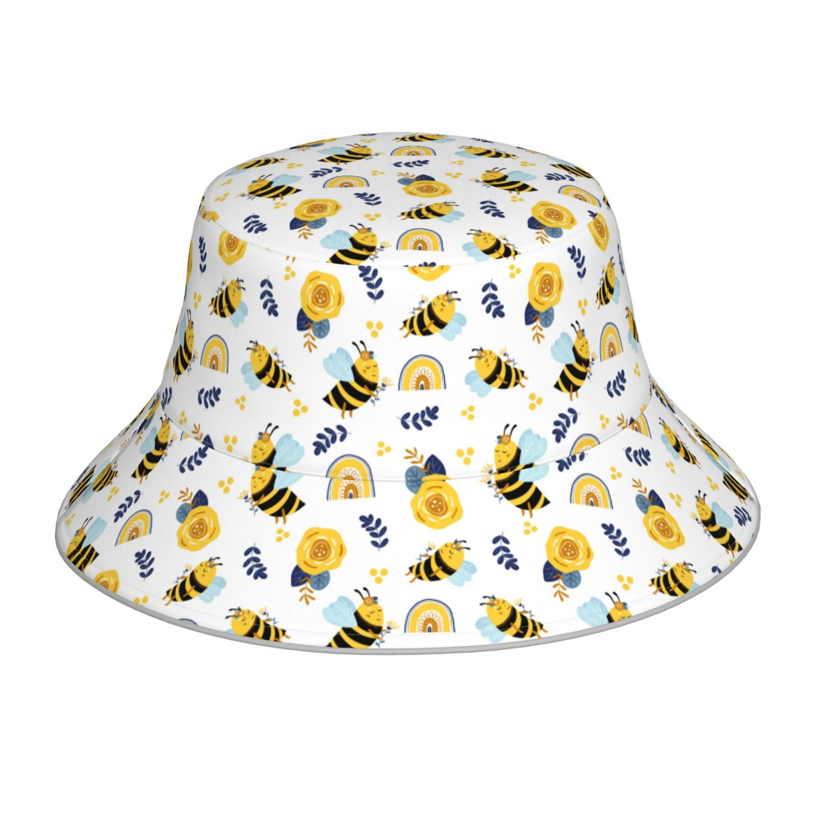 Balery Bees And Rainbows Sun Hats for Men Women Bucket Hat UPF 50 ...