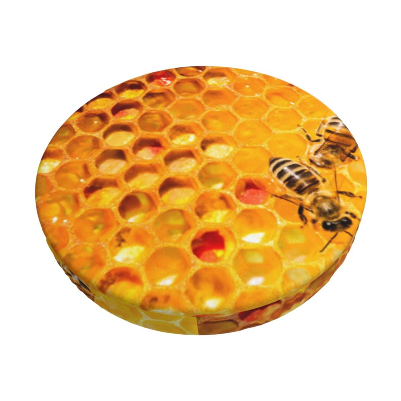 Balery Bees On Hive Honeycomb Velvet Round Bar Chair Cushion Cover ...