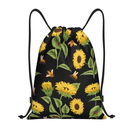 Balery Bees and Sunflowers Pattern Drawstring Backpack Bag Sport Gym ...