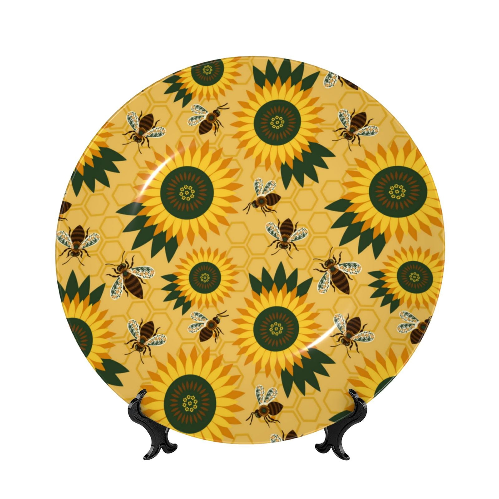 Balery Bees and Sunflowers Print Bone China Decorative Plate Ceramic ...