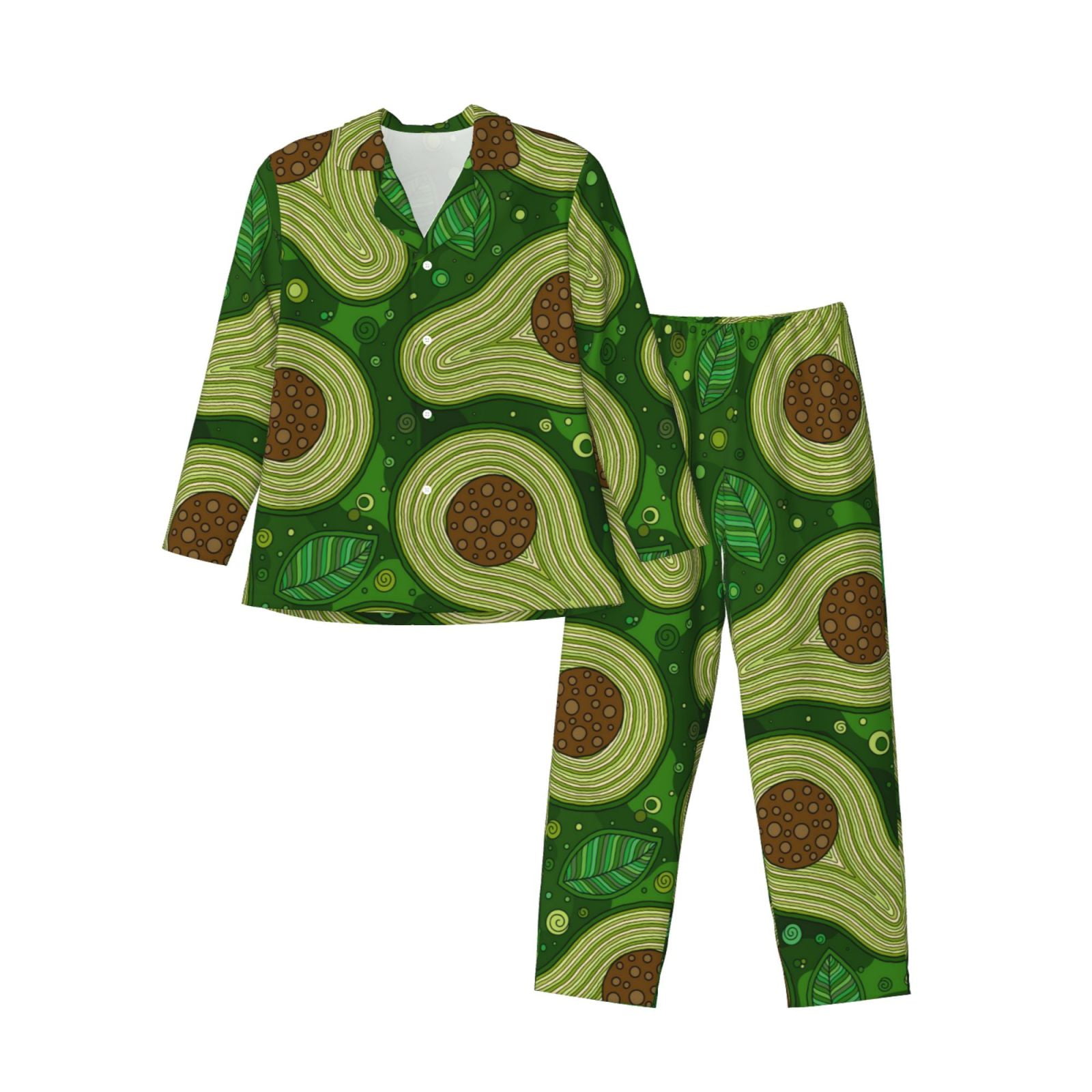 Balery Big Colorful Avocados Pattern Pajama Sets for Men Long Sleeve 2 ...
