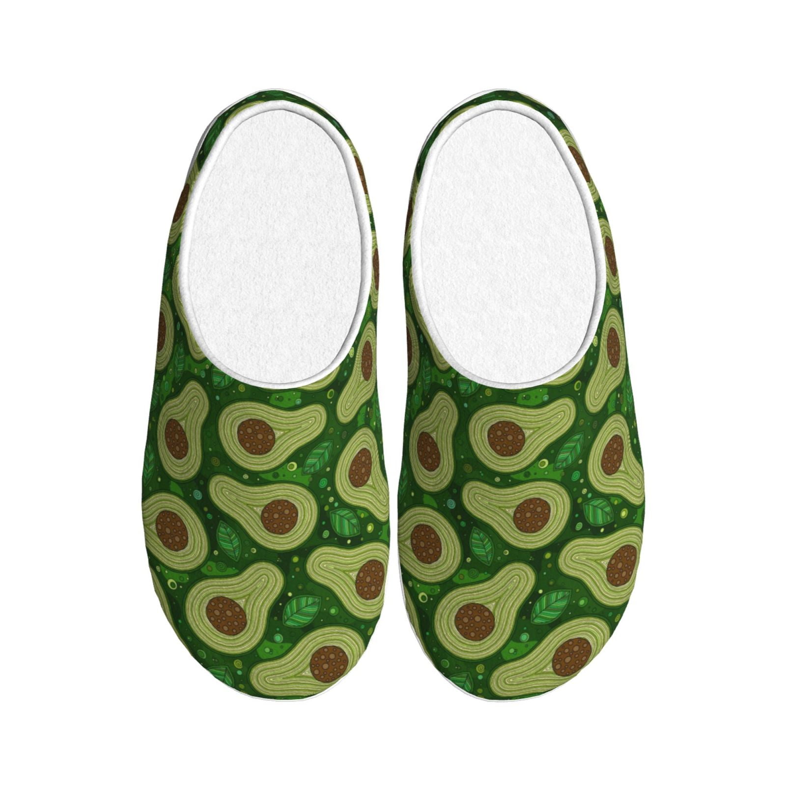 Balery Big Colorful Avocados Pattern Women's Fuzzy Memory Foam Slippers ...