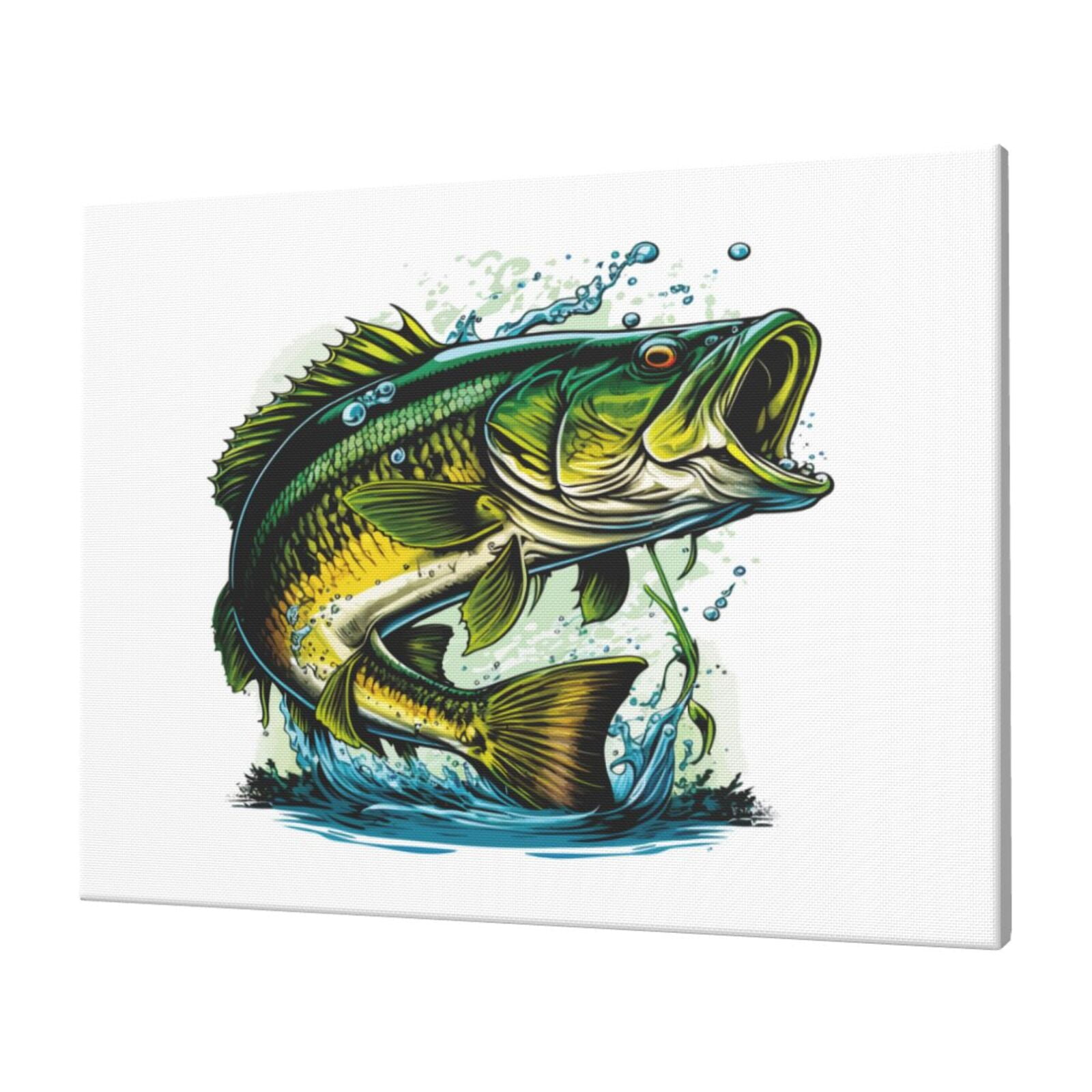 Balery Big bass fish Pattern Canvas Decorative Picture – 30x40in ...