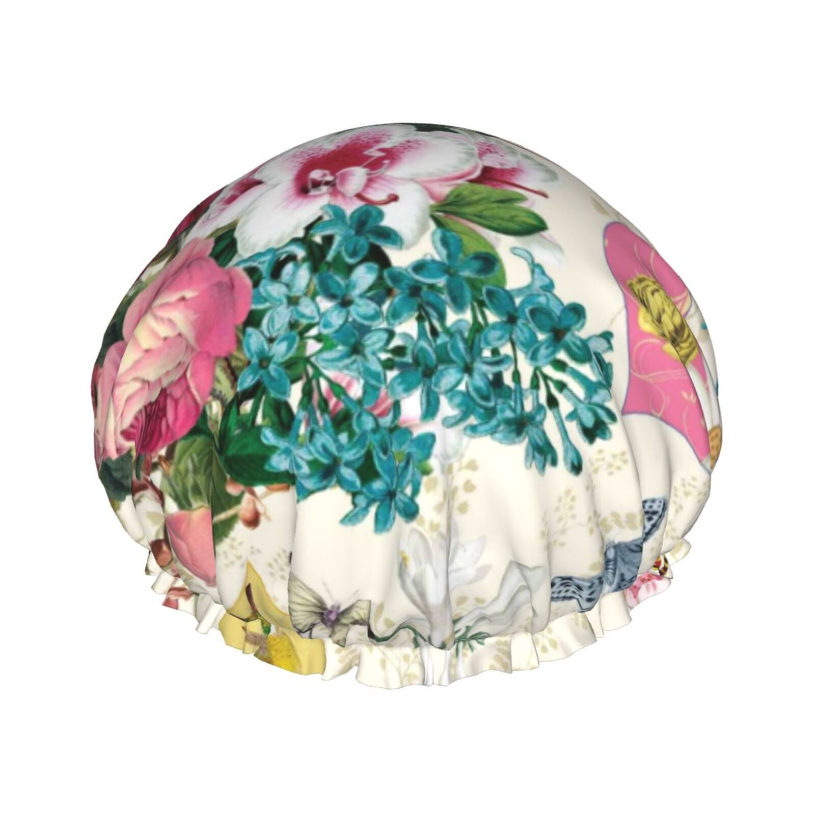 Balery Bird Butterfly Rose Shower Caps, Double Layer Waterproof Shower ...