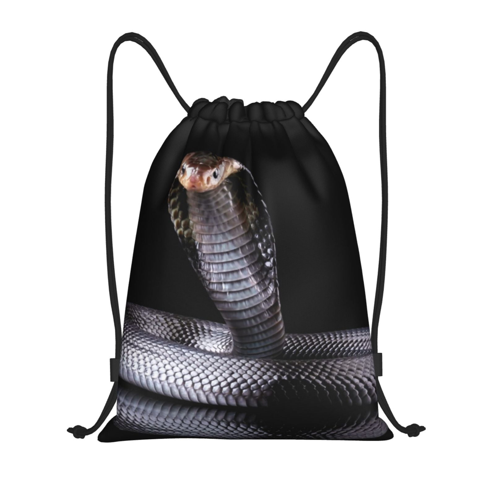 Balery Black Cobra Snake Pattern Drawstring Backpack Bag Sport Gym ...