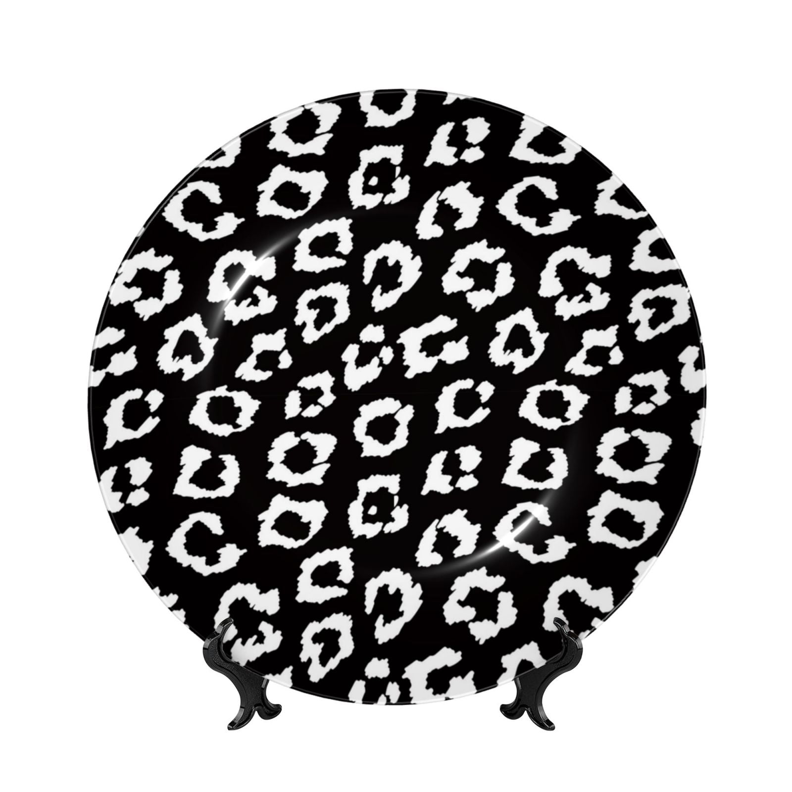 Balery Black Leopard Print Bone China Decorative Plate Ceramic Dinner ...