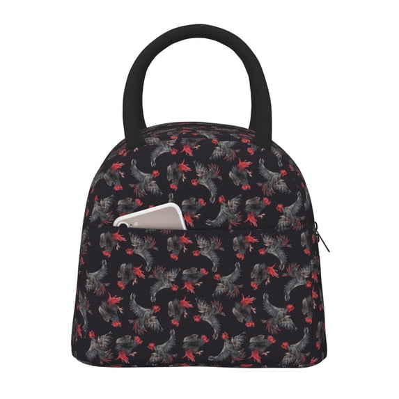 Balery Black Roosters Pattern Lunch Bag Women, Lunch Box, Lunch Bag ...