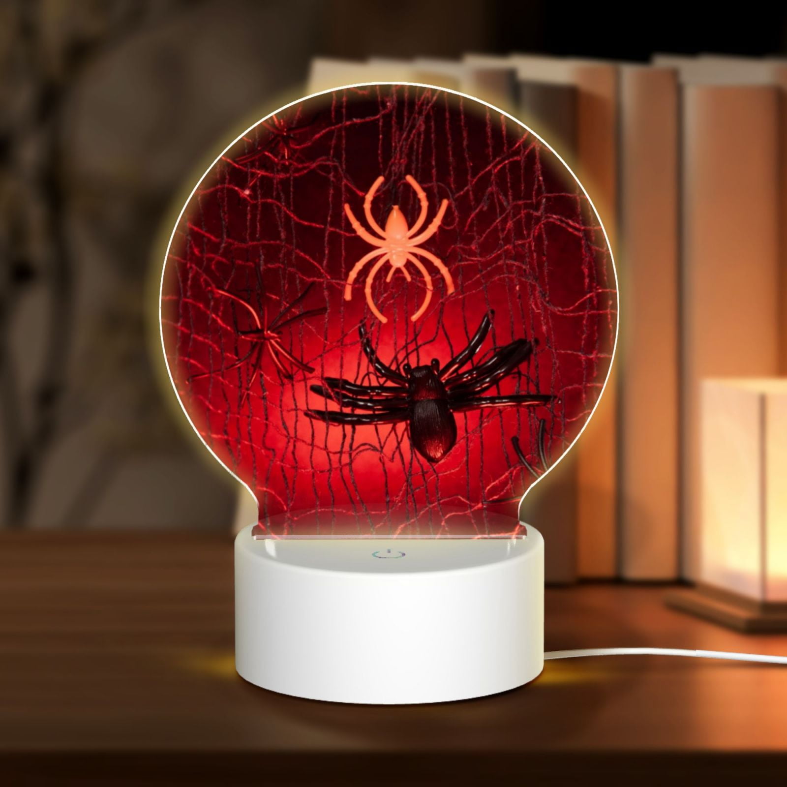 Balery Black Spider Web With Spiders Pattern Acrylic Night Light Gift ...