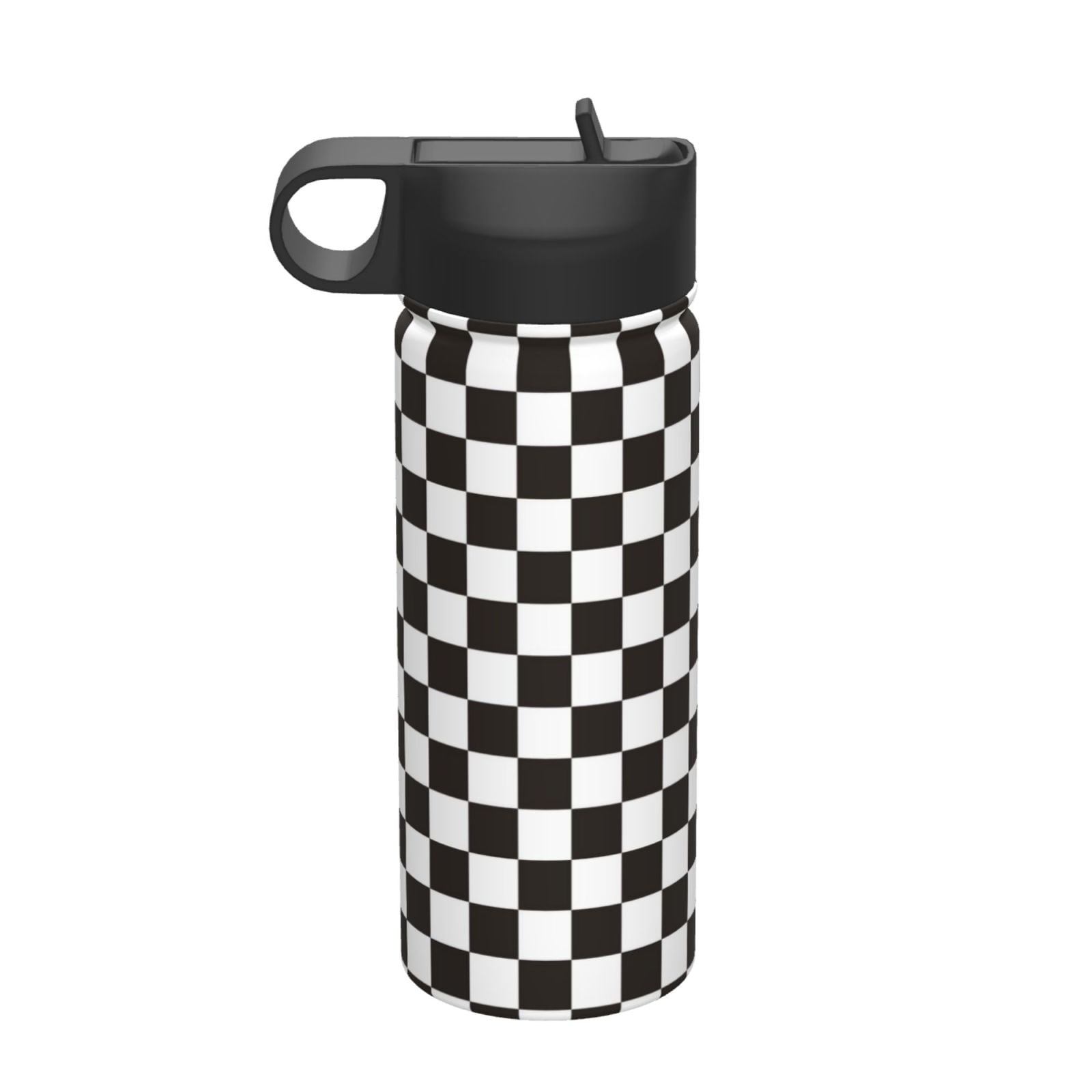 Balery Black and White Checkerboard Pattern Water Bottle,18oz Sports ...