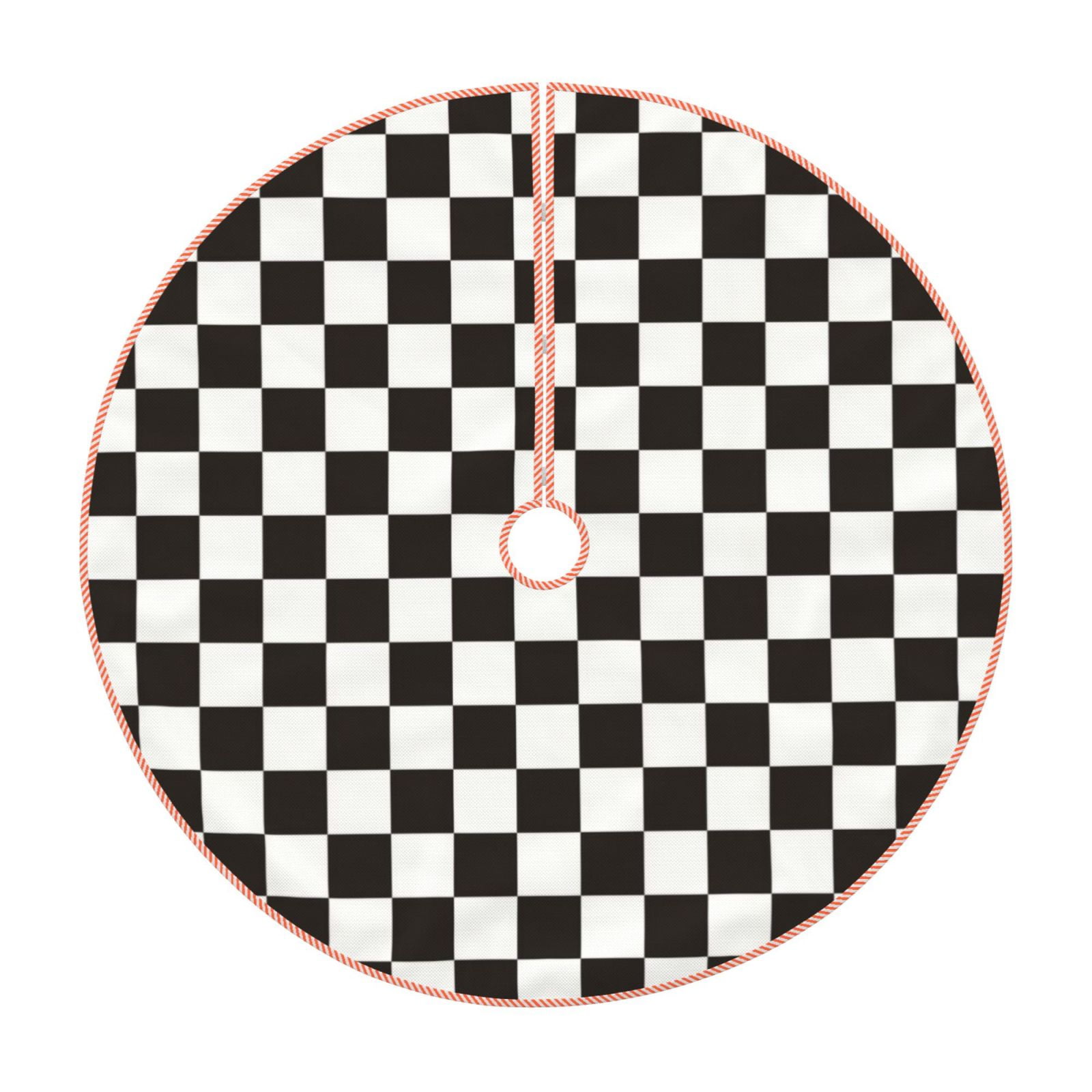 Balery Black and White Checkerboard Printed Christmas Tree Skirt ...