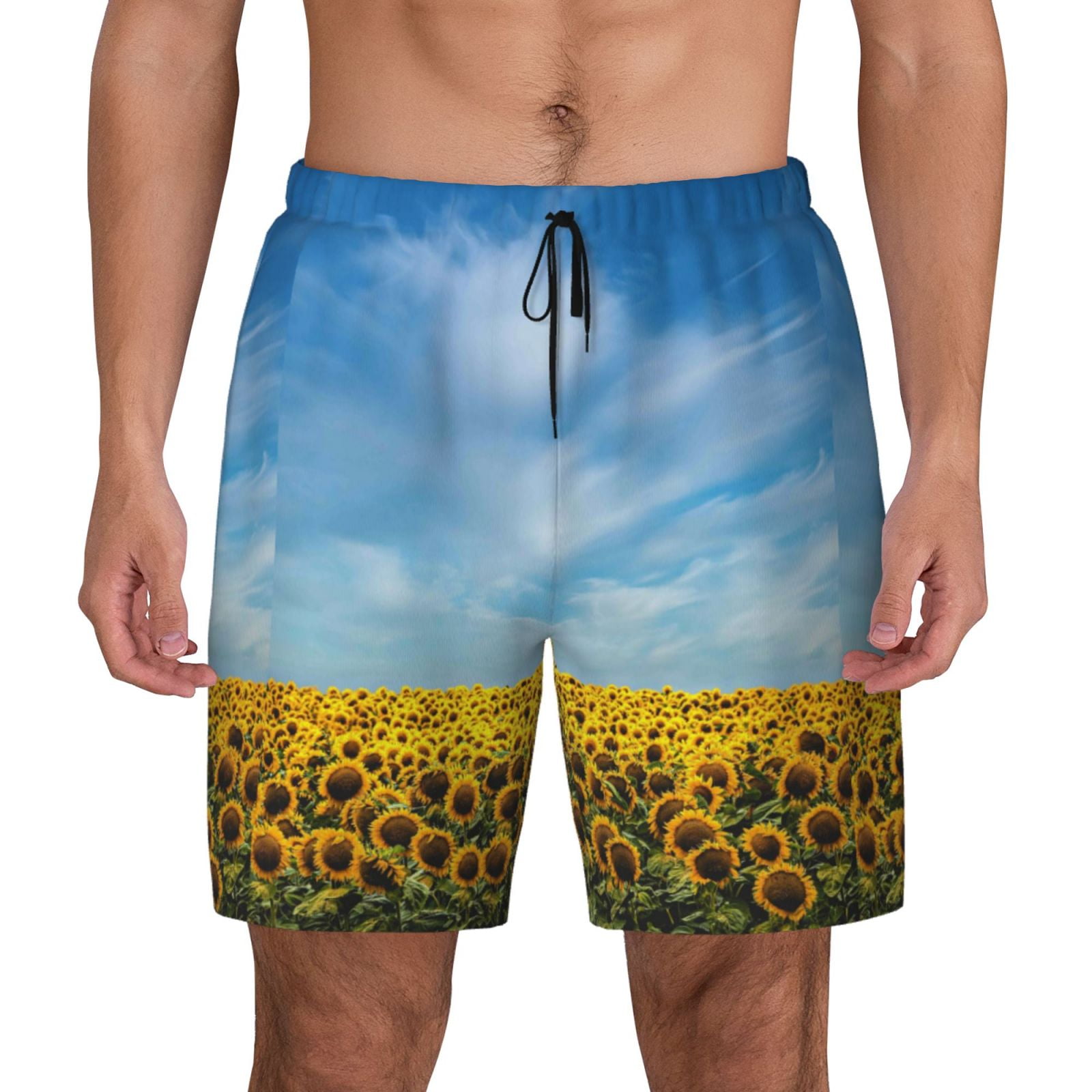 Balery Blooming Sunflower Field Mens Swim Trunks Swim Shorts for Men ...