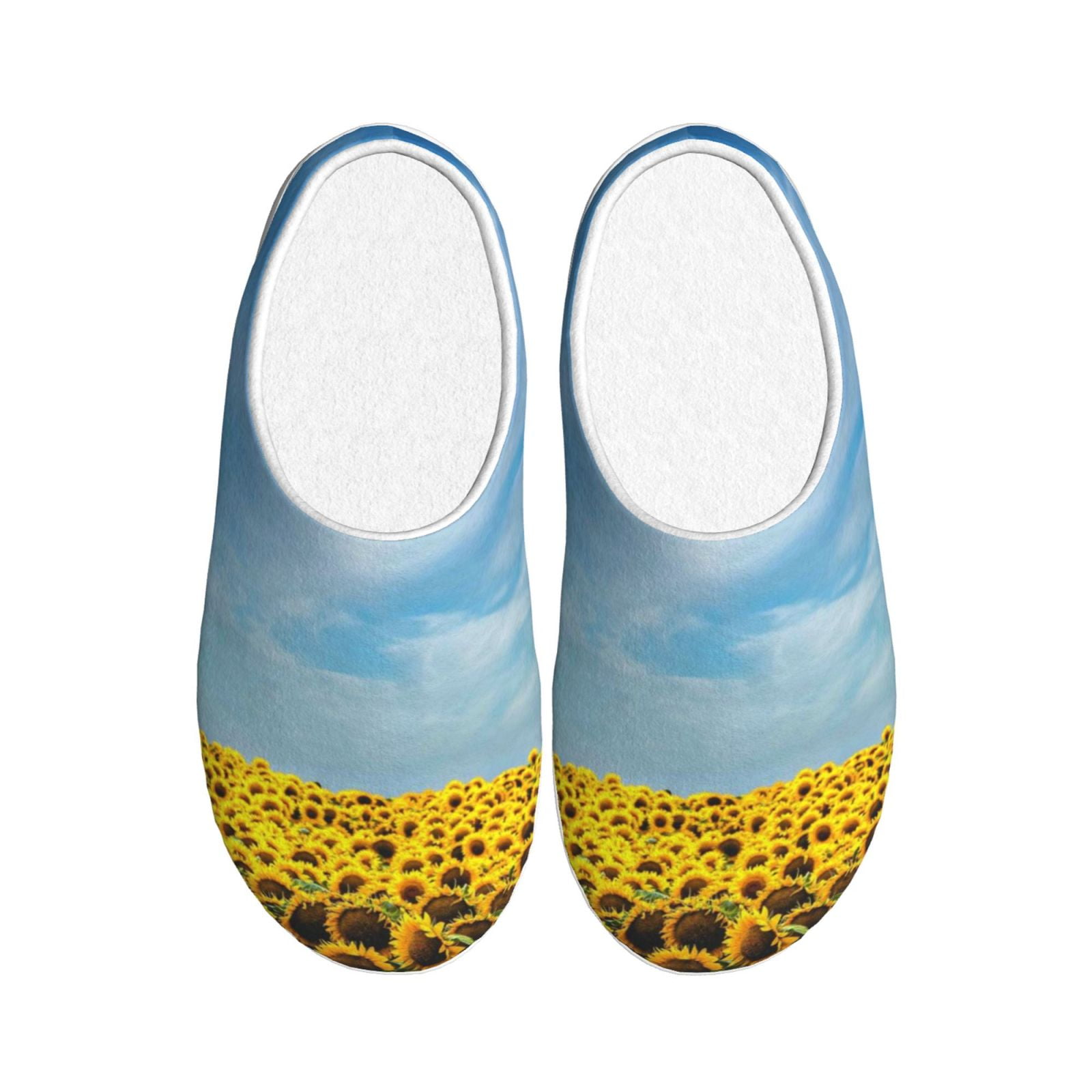 Balery Blooming Sunflower Field Pattern Women's Fuzzy Memory Foam ...