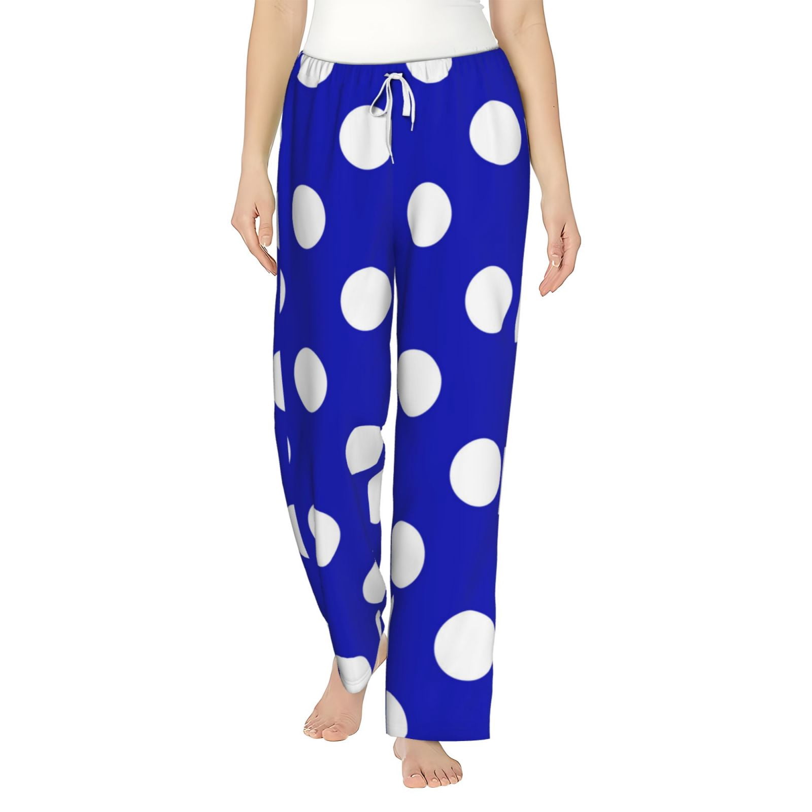 Balery Blue And White Polka Dot print Women's Pajama Pants,Ultra ...