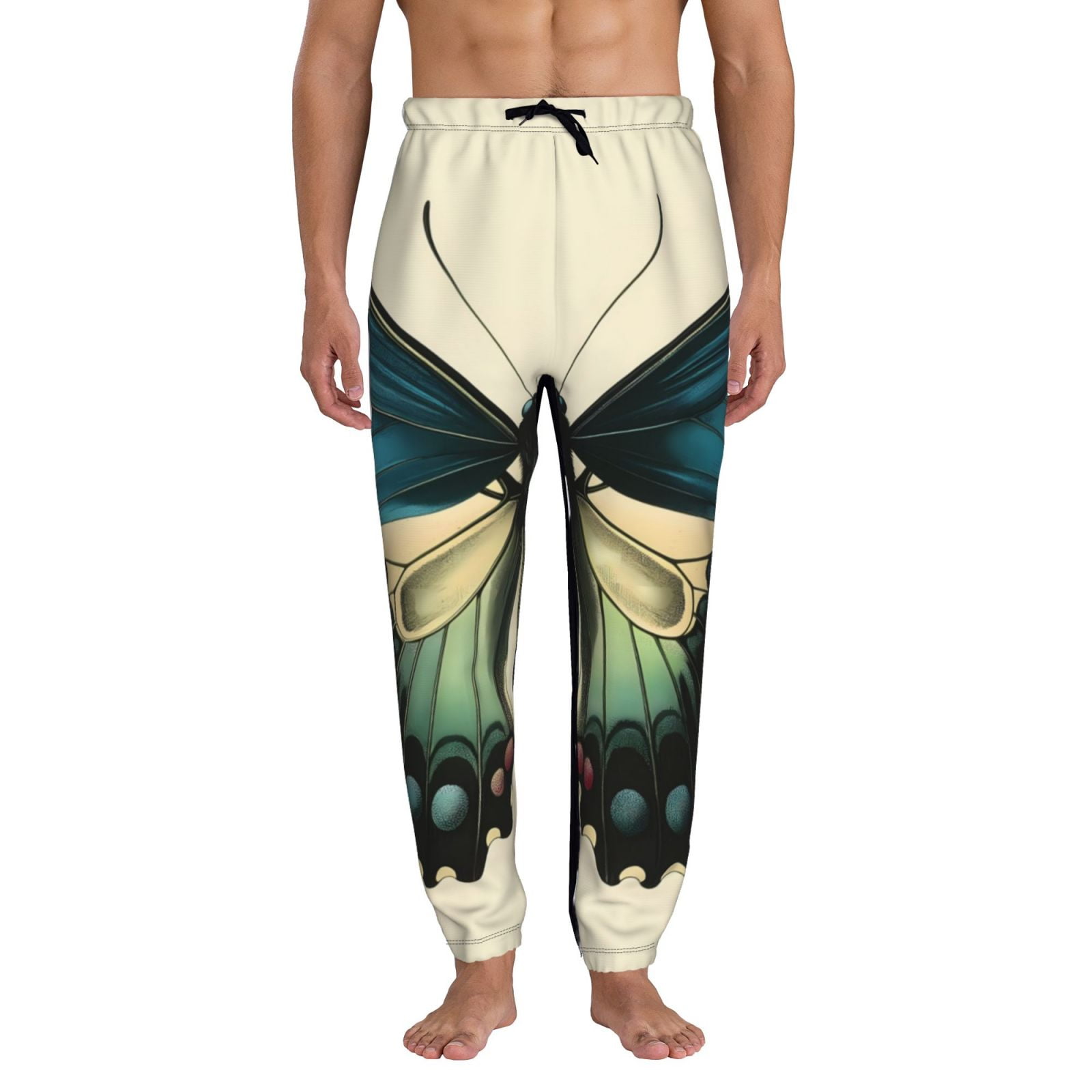 Balery Blue Black Butterfly Art Pattern Joggers for Men Athletic ...