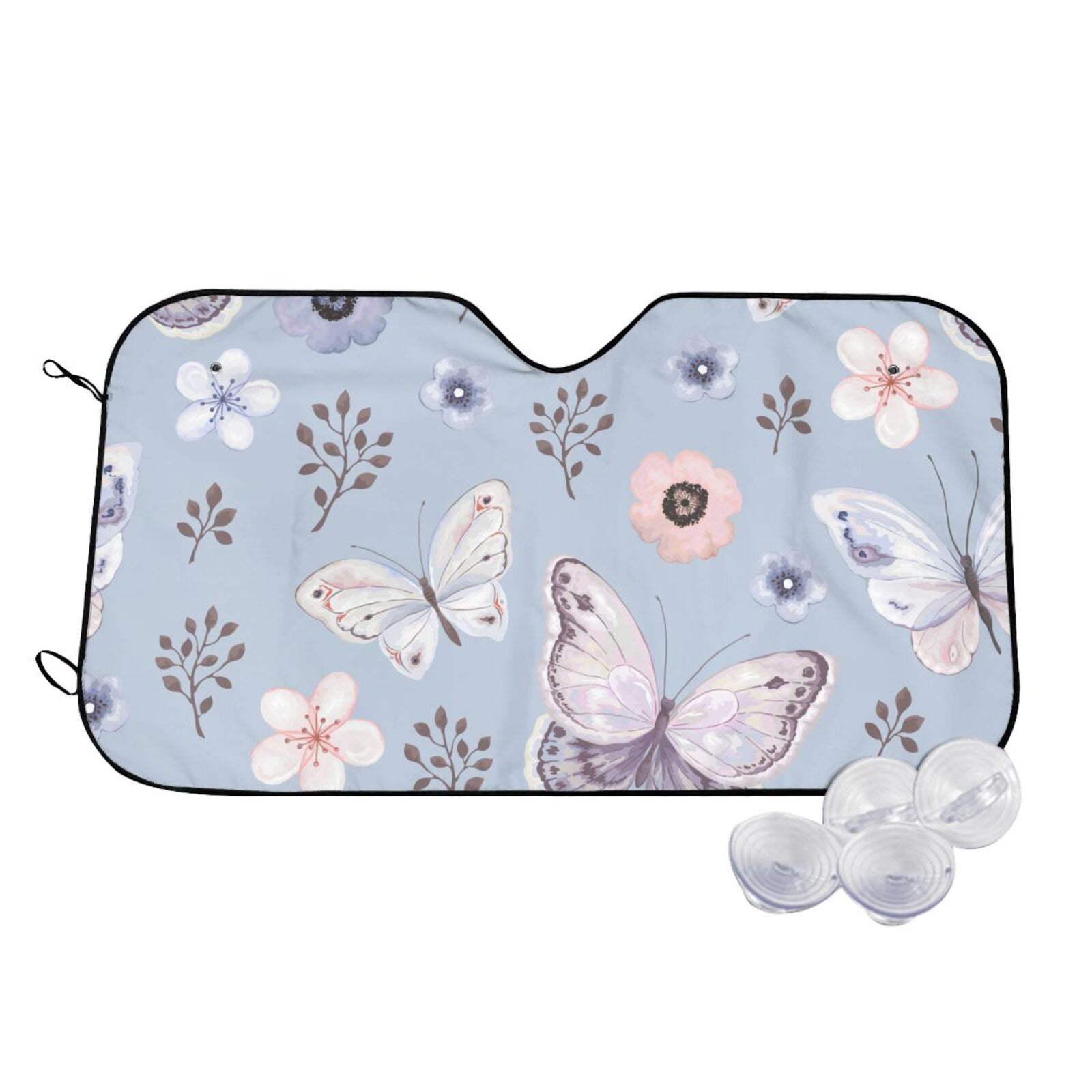 Balery Blue Butterfly Windshield Sun Shade, Car Front Window Sunshade ...