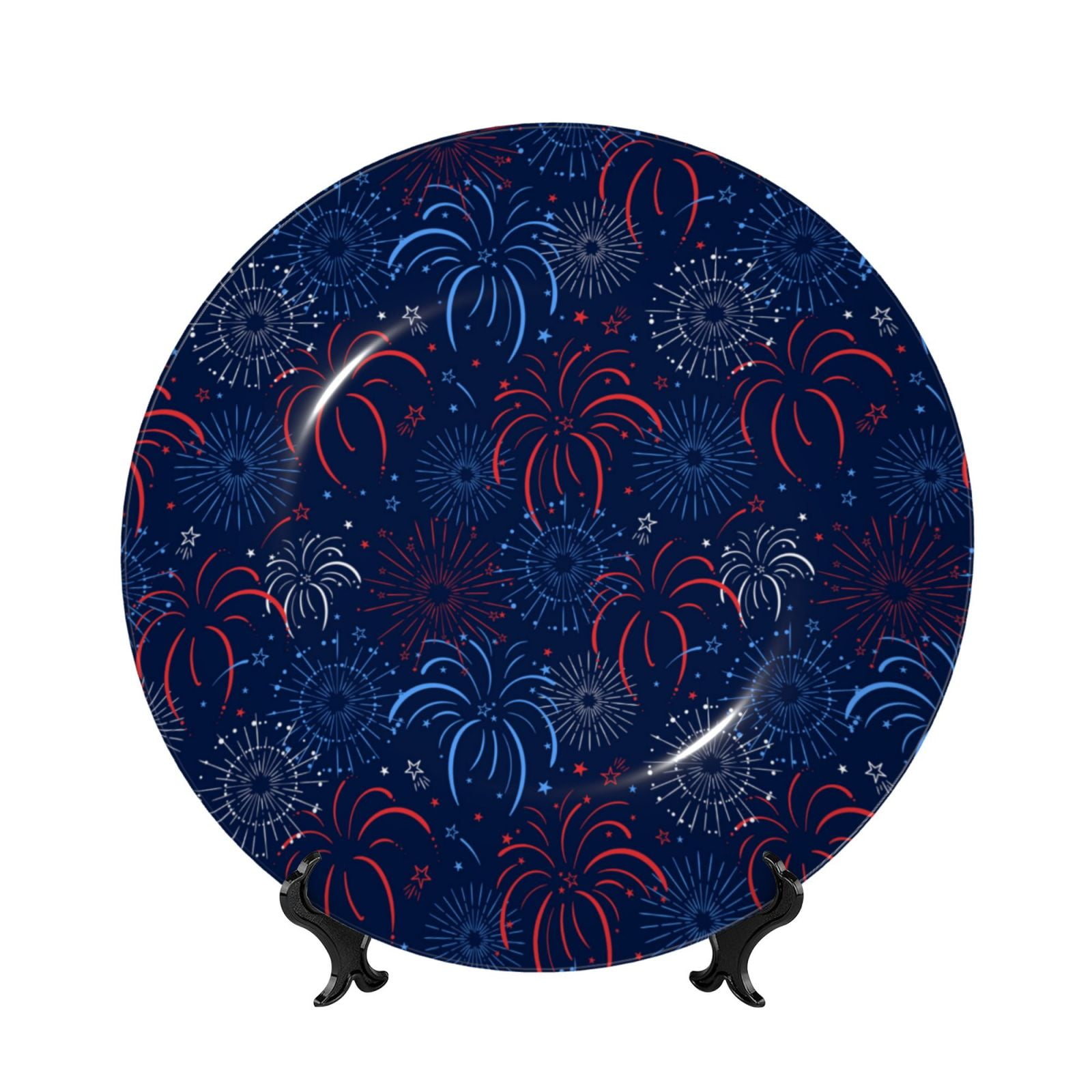 Balery Blue Firework Print Bone China Decorative Plate Ceramic Dinner ...