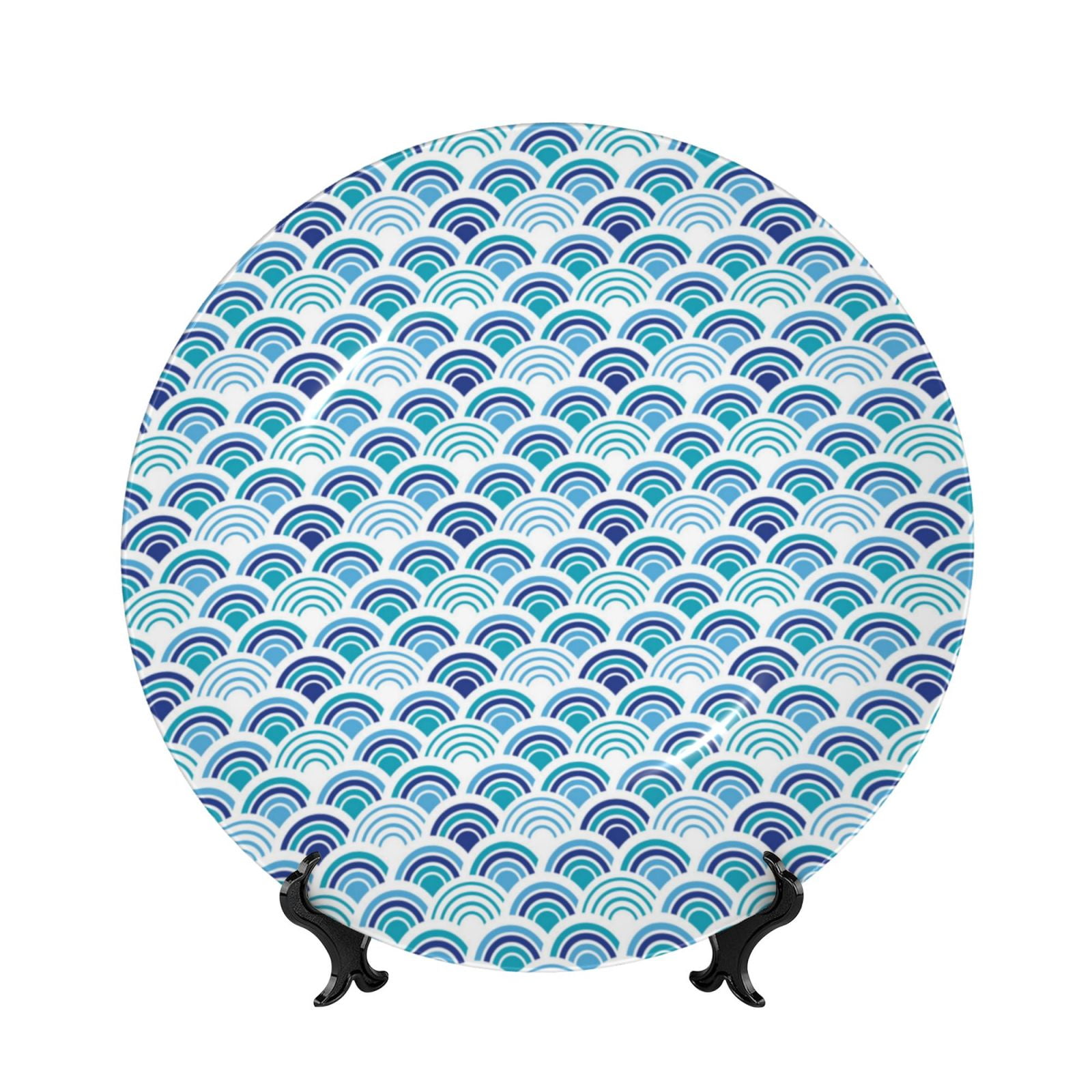 Balery Blue Fish Scale Texture Print Bone China Decorative Plate ...