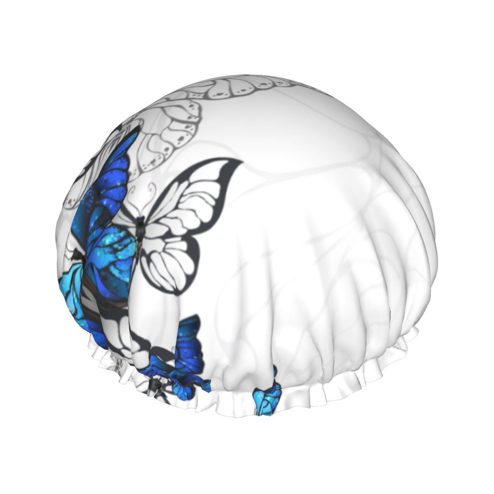 Balery Blue Flying Butterflies Shower Caps, Double Layer Waterproof ...