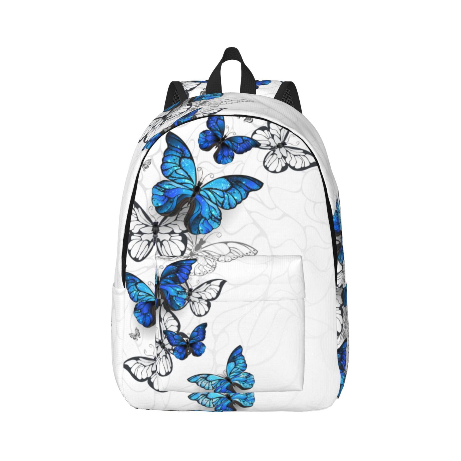 Balery Blue Flying Butterflies Vintage Canvas Backpack for Men and ...