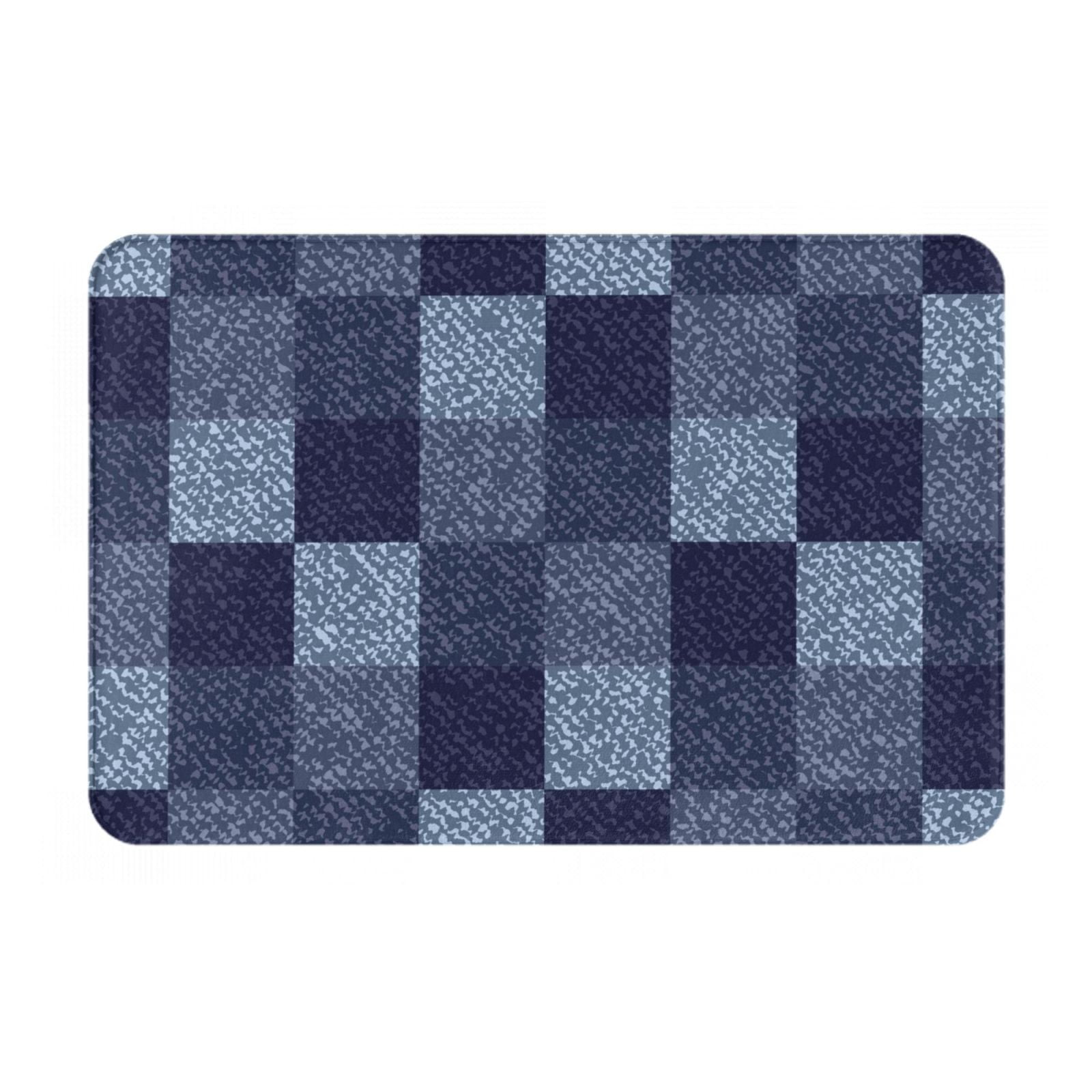 Balery Blue Gingham Buffalo Check Doormat, Durable Flannel Fabric ...