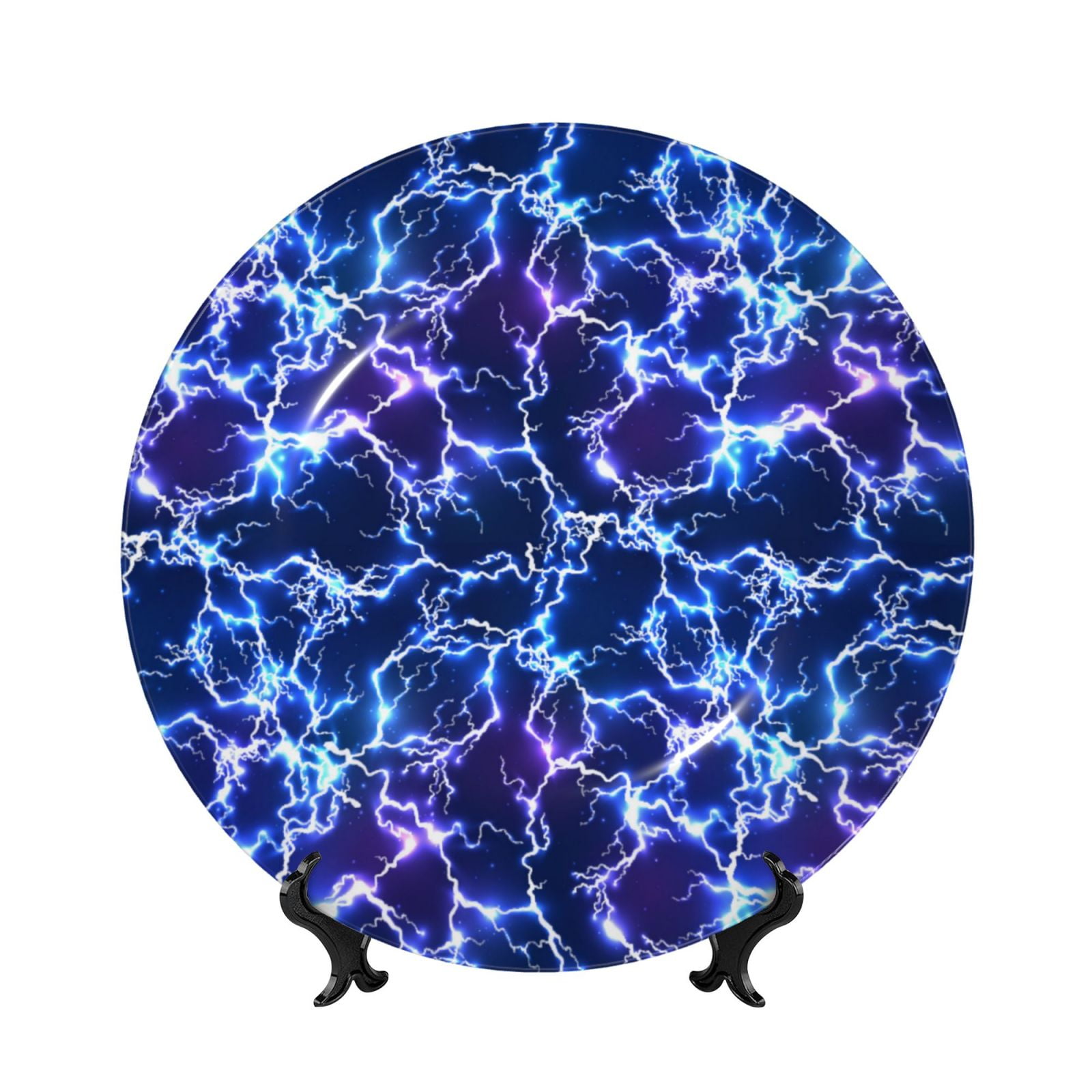 Balery Blue Lightning1 Print Bone China Decorative Plate Ceramic Dinner ...