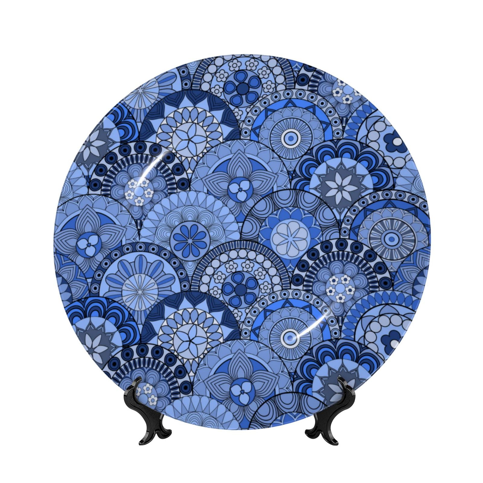 Balery Blue Mandala Harmony Print Bone China Decorative Plate Ceramic ...