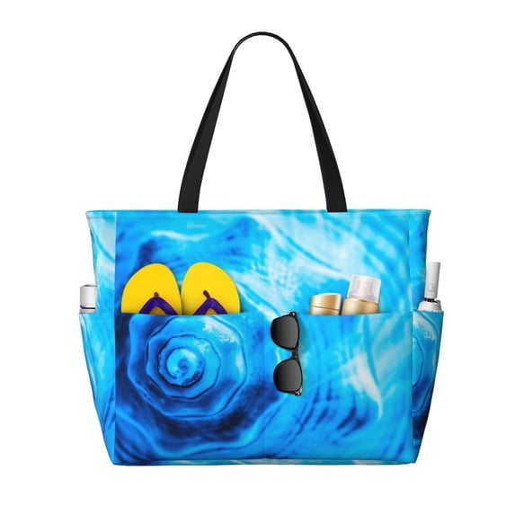 Balery Blue Shell Beach Travel Bag - Water-Resistant, Large Capacity ...