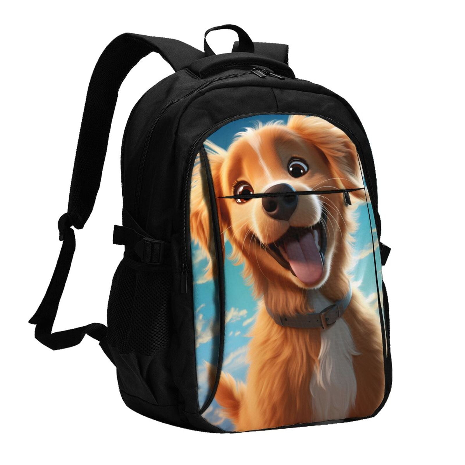 Balery Blue Sky Cute Dog Print USB Charging Backpack for Men and Women ...