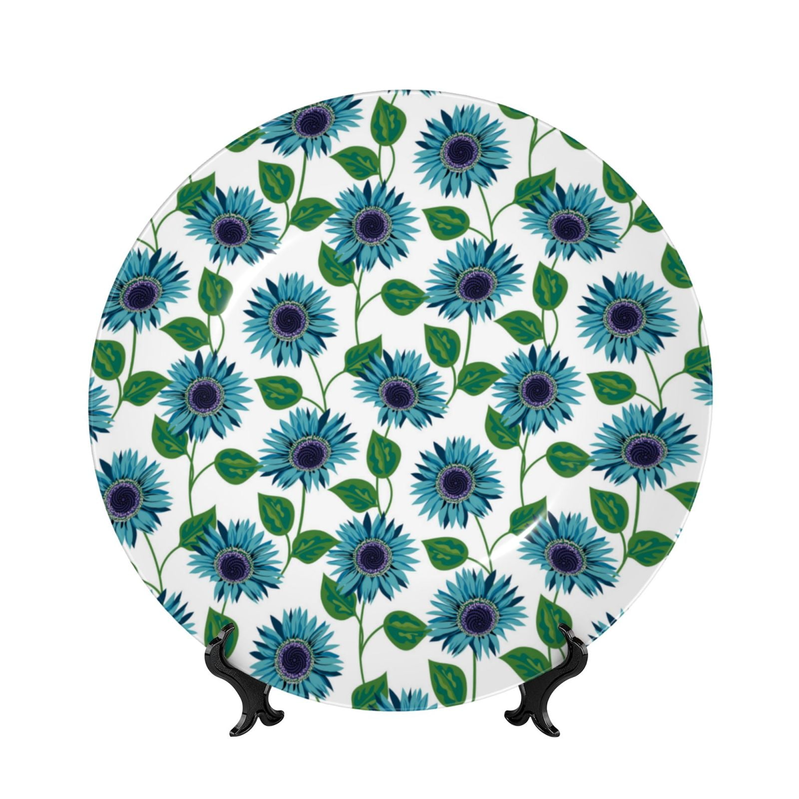 Balery Blue Sunflowers Print Bone China Decorative Plate Ceramic Dinner ...