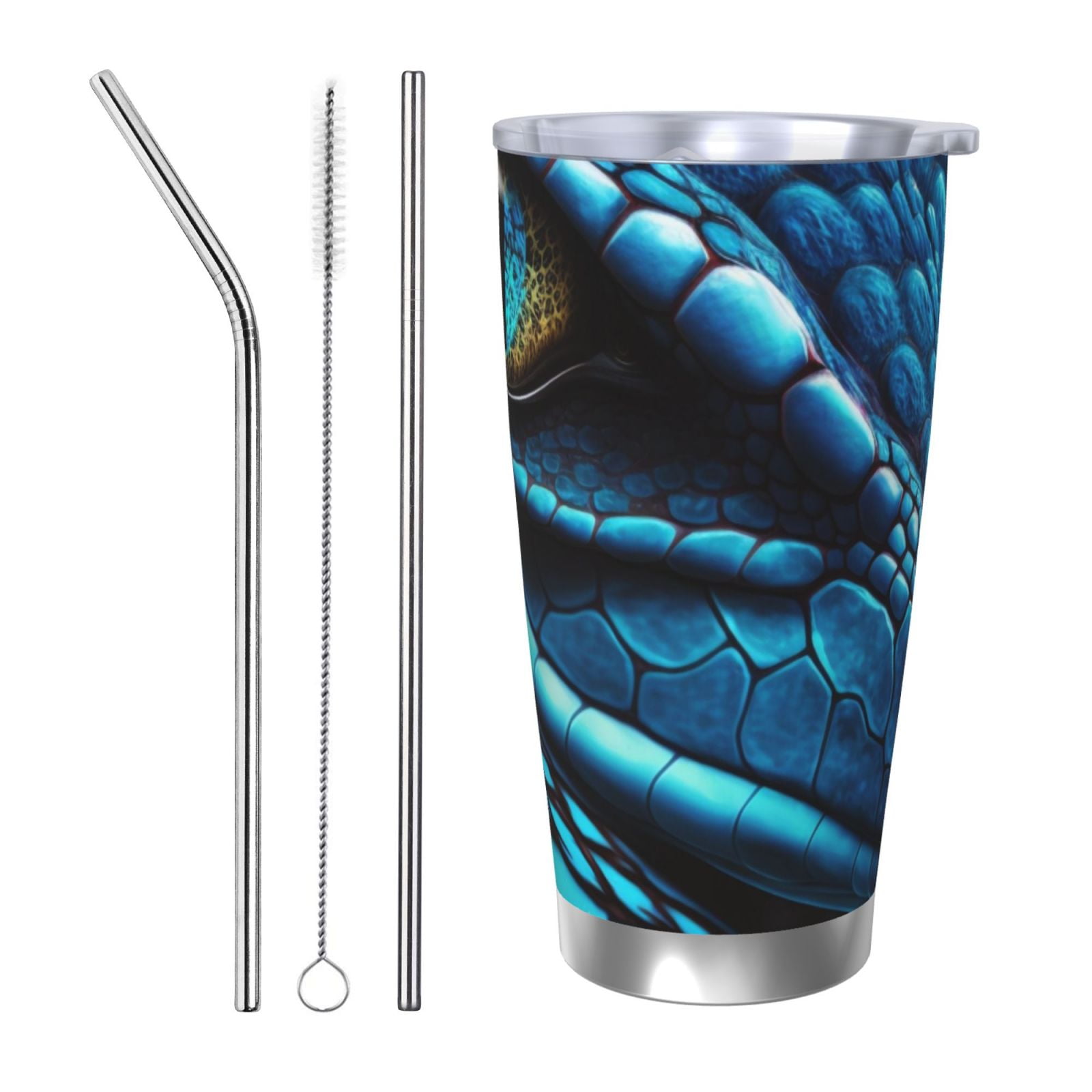 Balery Blue Viper Snake Closeup Face Pattern 20oz Insulated Car Cup ...