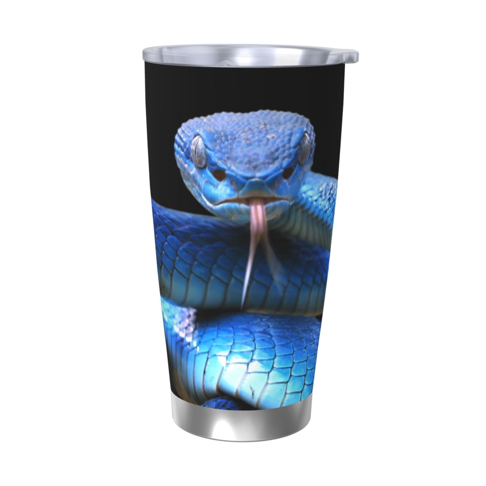 Balery Blue Viper Snake Pattern 20oz Insulated Car Cup with Dual Drink ...
