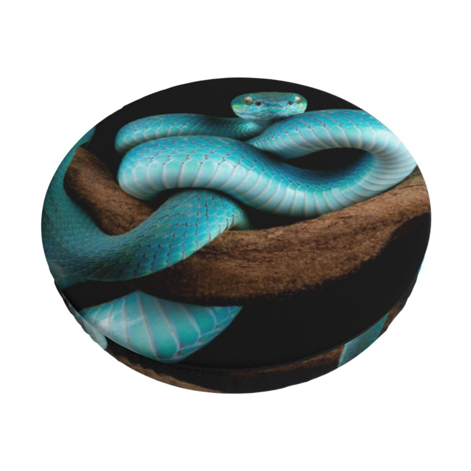 Balery Blue Viper Snake Round Bar Stool Seat Covers Velvet Fabric ...