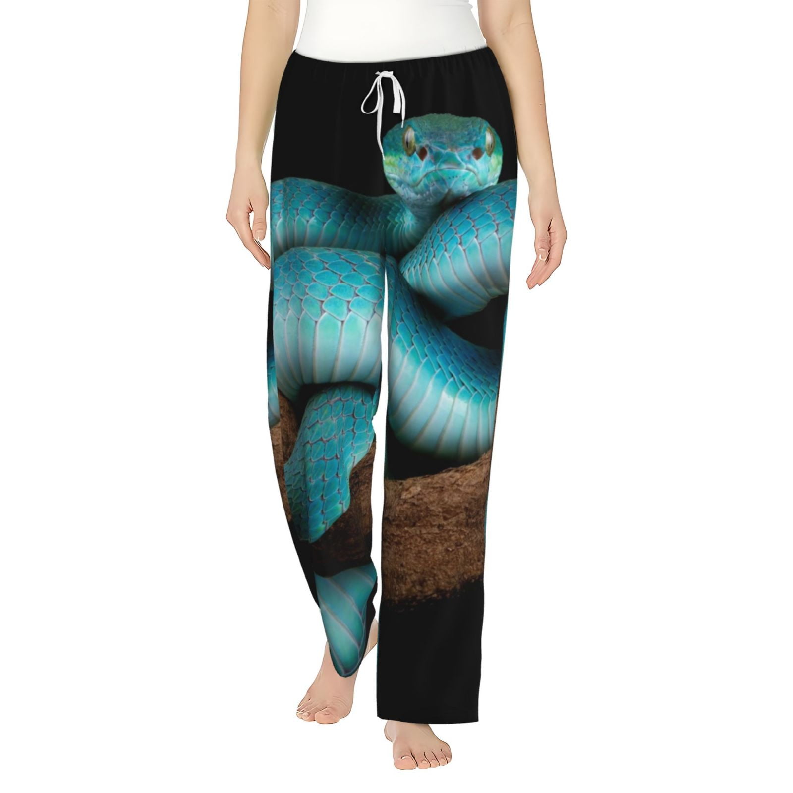 Balery Blue Viper Snake print Women's Pajama Pants,Ultra Lightweight ...